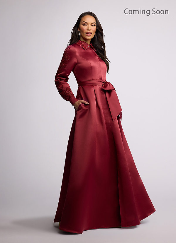 Bourgogne Azazie Ruth Robe A-ligne Dentelle longueur ras du sol Mat ...
