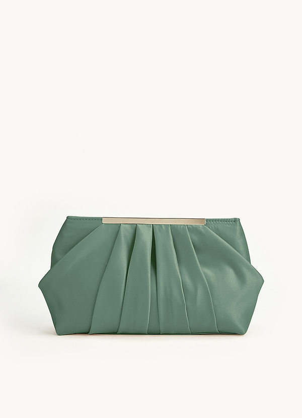 Eucalyptus Matte Satin Matching Color Pleated Clutch | Azazie