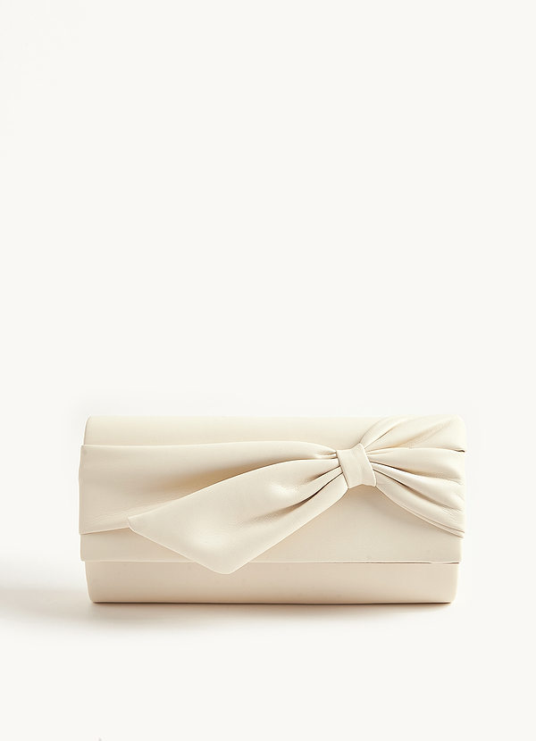 Apricot Pleated Bow Glitter Clutch | Azazie CA