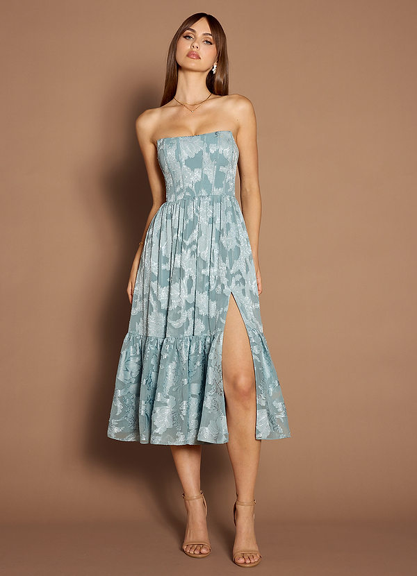 Eole Powder Blue Midi Dress | Azazie CA