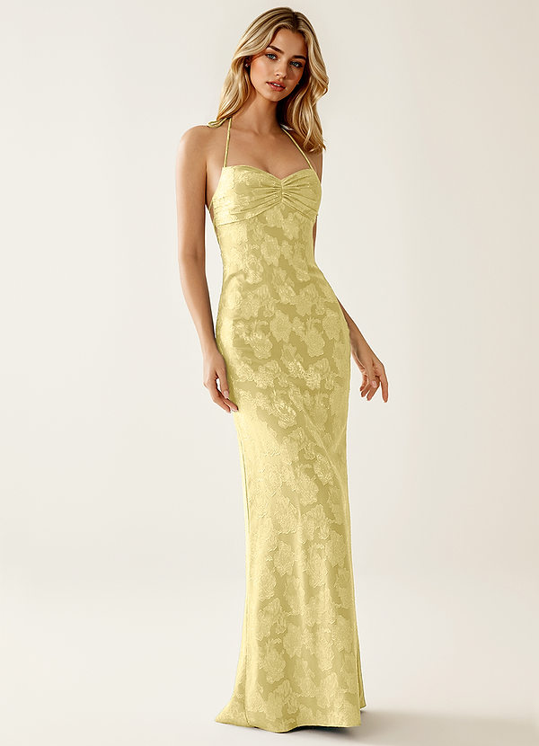 Angena Lemon Sorbet Jacquard Opne Back Party Dress Prom and Homecoming ...