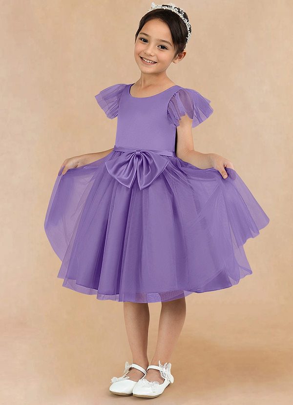 Tahiti Azazie Midna Tahiti A-Line with Sleeves Tulle Dress | Azazie