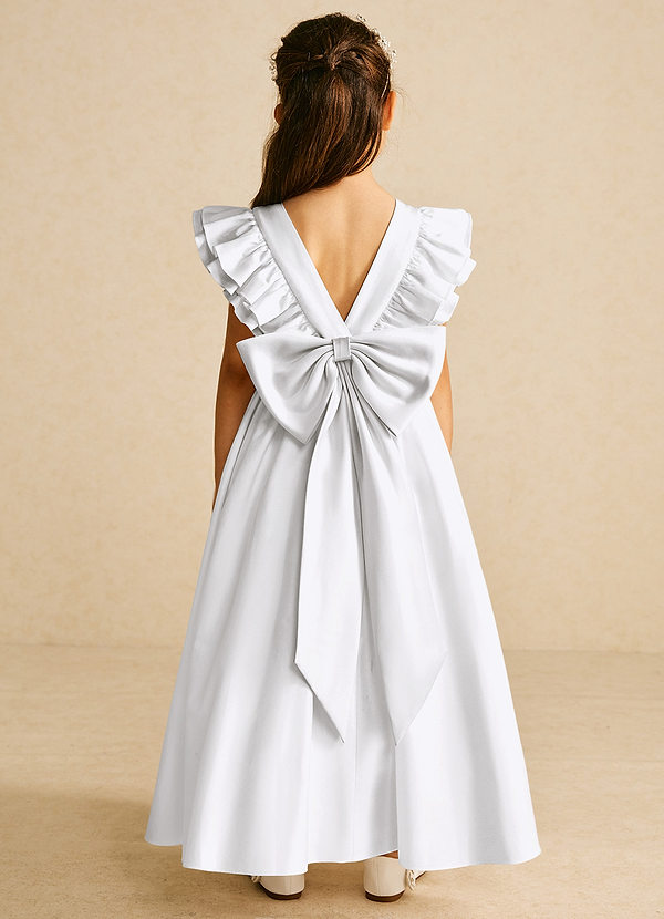 Azazie Piglette Robe A-ligne en Mat Satiné Arc Blanc robes de ...