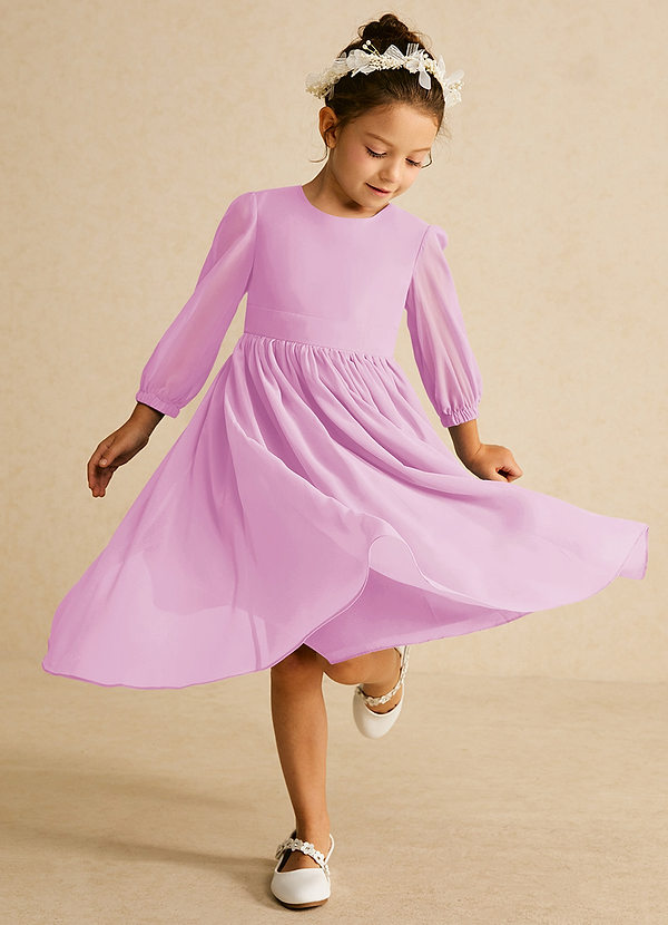 Azazie Lolo Candy Pink A-Line with Sleeves Chiffon Dress | Azazie
