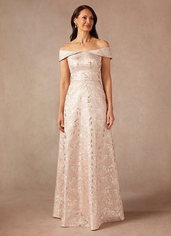 Azazie Maria Vestido de Rosa Polvorienta de Jacquard de Corte En A con ...