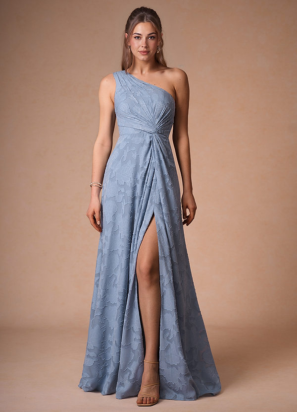 Hermosa Powder Blue One Shoulder Maxi Dress | Azazie AU