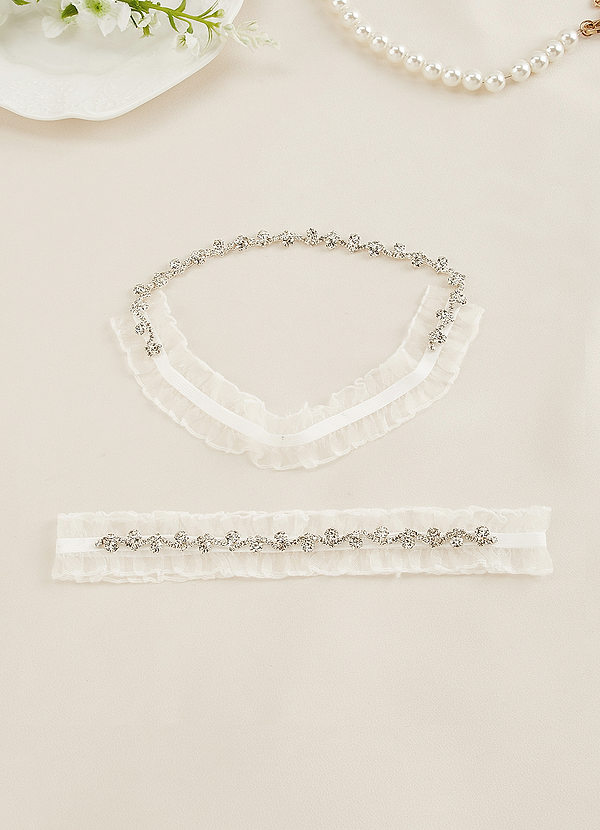 Crystal and Ruffle Two-Piece Garter Set Gifts | Azazie