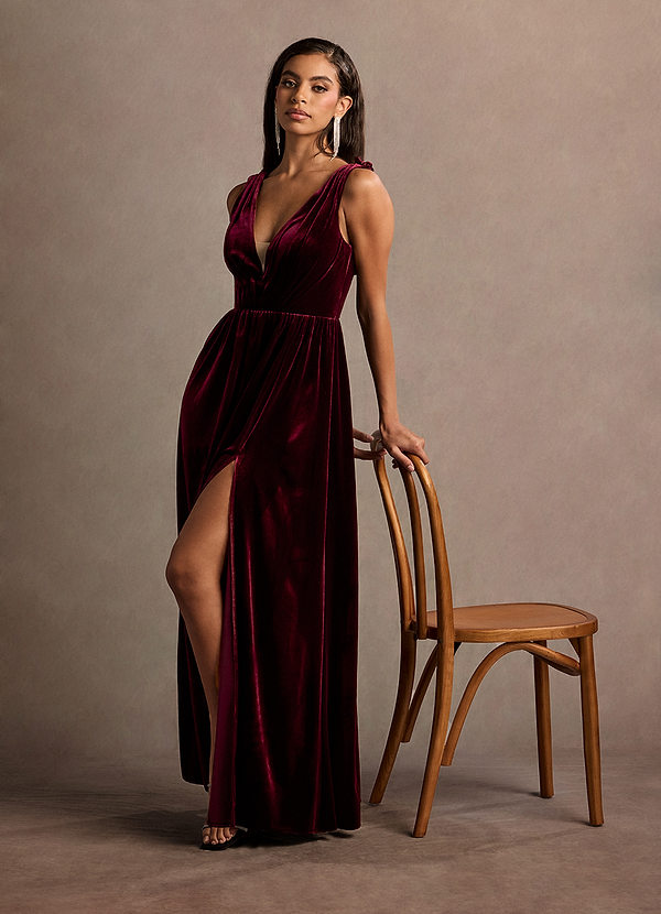 Katniss Wine Rose Gown | Azazie CA