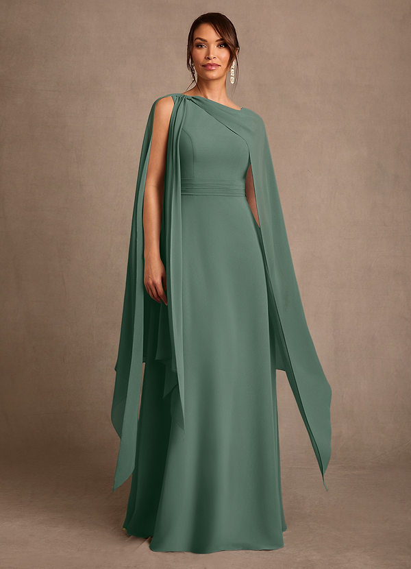 Azazie Liddie Eucalyptus A-Line Pleated Chiffon Dress | Azazie