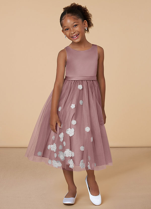 Azazie Minny Dusty Rose A-Line Lace Tulle Dress | Azazie