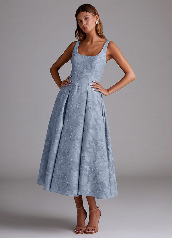Adelie Powder Blue A-line Midi Dress | Azazie