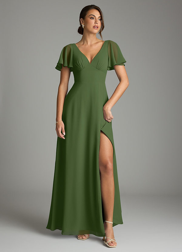 Azazie Kimber Olive Chiffon Bridesmaid Dresses | Azazie CA
