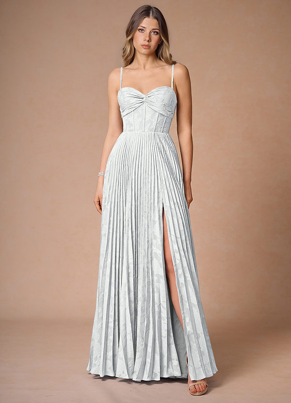 Akiko White Pleated Maxi Dress | Azazie CA