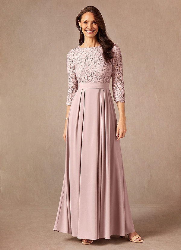 Azazie Lucianna Vestido de Rosa Polvorienta de Encaje de Corte En A ...