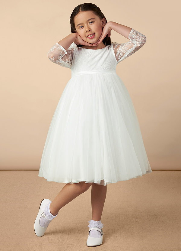 Azazie Darcie Diamond White A-Line Lace Tulle Dress | Azazie