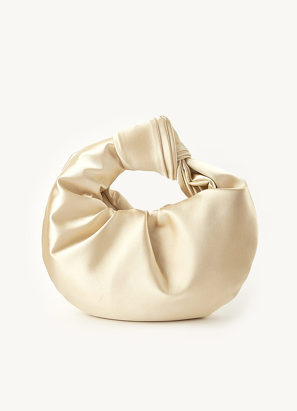 Champagne Satin Knotted Handbag | Azazie CA