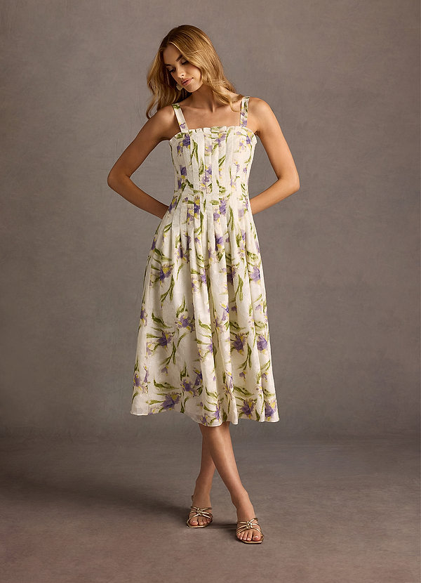 Delilah Tulip Multi Print Midi Dress Atelier Dresses | Azazie