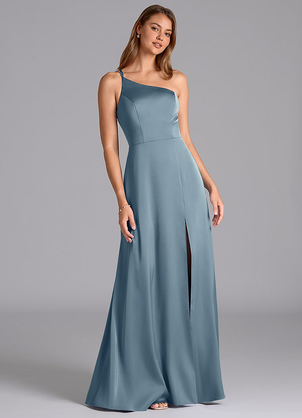 Vestido de dama de honor Azazie Trina en color Azul Polvoriento | Azazie