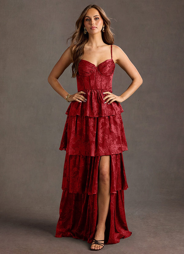 Beryl Ruby Red Maxi Dress | Azazie CA