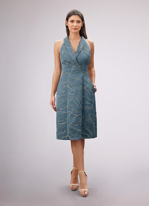 Upstudio Lynn French Blue Sheath Jacquard Dress | Azazie UK