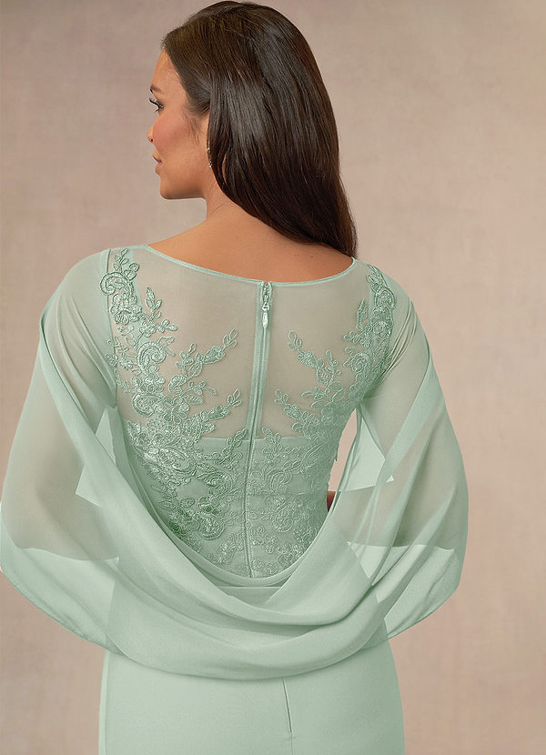 Azazie Hera Agave A-Line Lace Capelet Chiffon Dress | Azazie