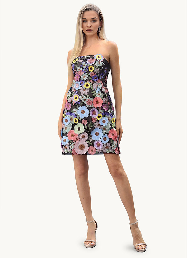 Maraya Black and Multi Mini Dress Ready to Ship | Azazie