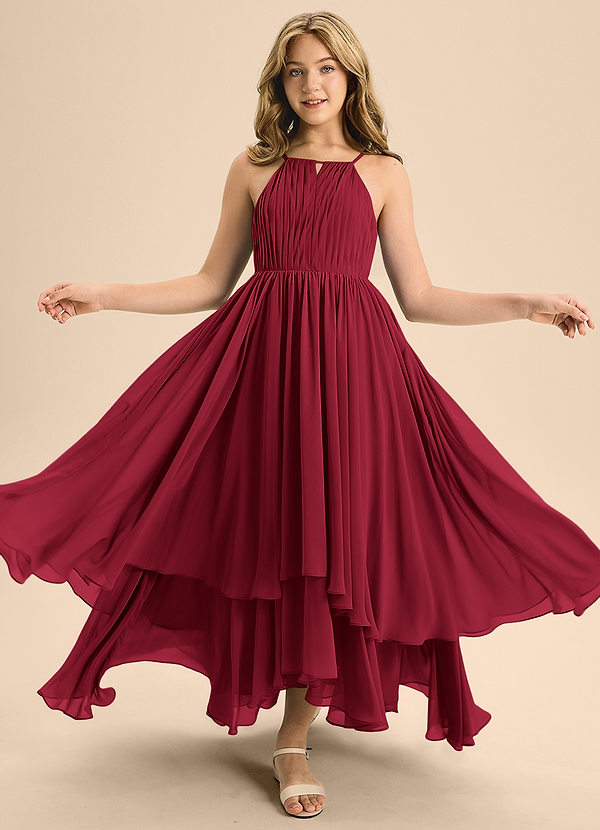 Azazie Elliora Junior Bridesmaid Dress in Burgundy | Azazie