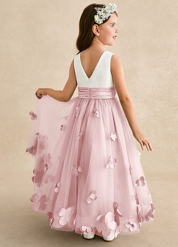 Azazie Vi Powder Pink A-Line Sleeveless Tulle Dress | Azazie AU