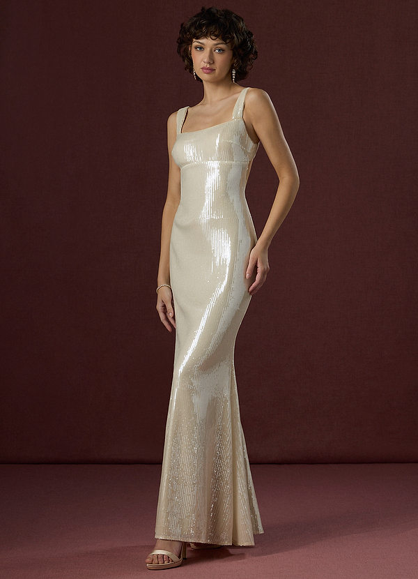 Eda Champagne Maxi Dress | Azazie UK