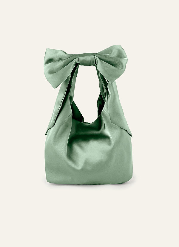 Agave Matching Color Stretch Satin Bow Handbag | Azazie
