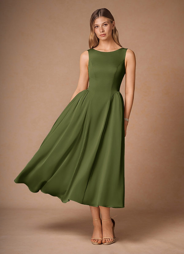 Casey Olive Midi Dress | Azazie CA