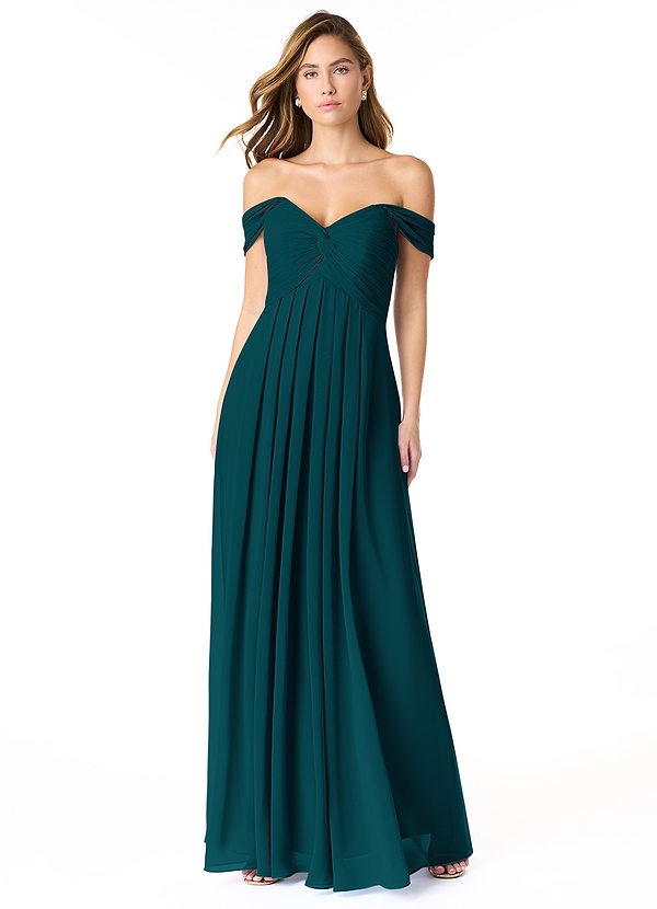 Azazie Kaitlynn Pine Chiffon Bridesmaid Dresses | Azazie CA