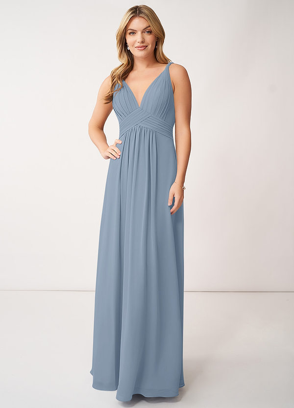 Dusty Blue Azazie Maren Bridesmaid Dresses | Azazie