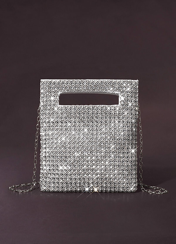 Silver Mini Handbag With Crystals Bags | Azazie