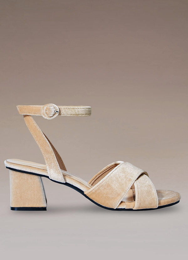 Apricot Velvet Cross-Strap Heels Shoes | Azazie