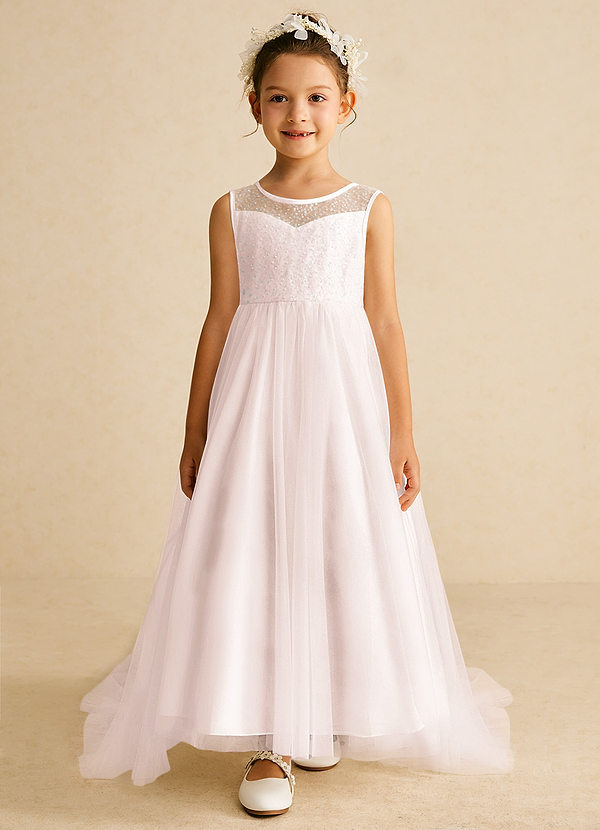 Azazie Tay Rose Petal A-Line Sequins Tulle Dress | Azazie