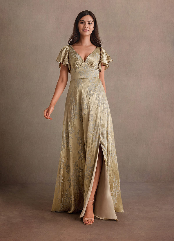 Vicky Champagne Robe maxi | Azazie