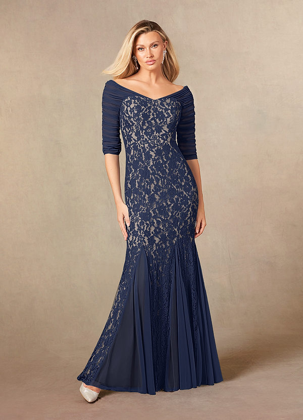 Dark Navy Champagne Azazie Antonette Mother Of The Bride Dress Mother