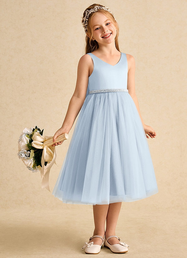 Azazie Firefly Mist A-Line Bow Matte Satin Dress | Azazie