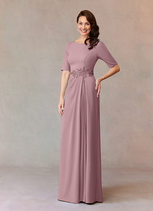 Azazie Joelle Vestido de Rosa Polvorienta de Crepé elástico de ...