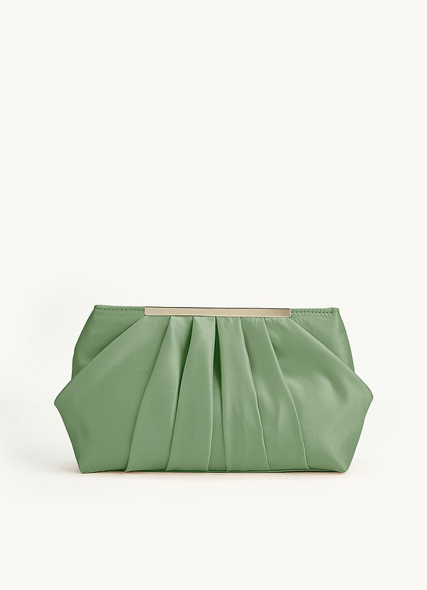 Matcha Matte Satin Pleated Clutch | Azazie CA