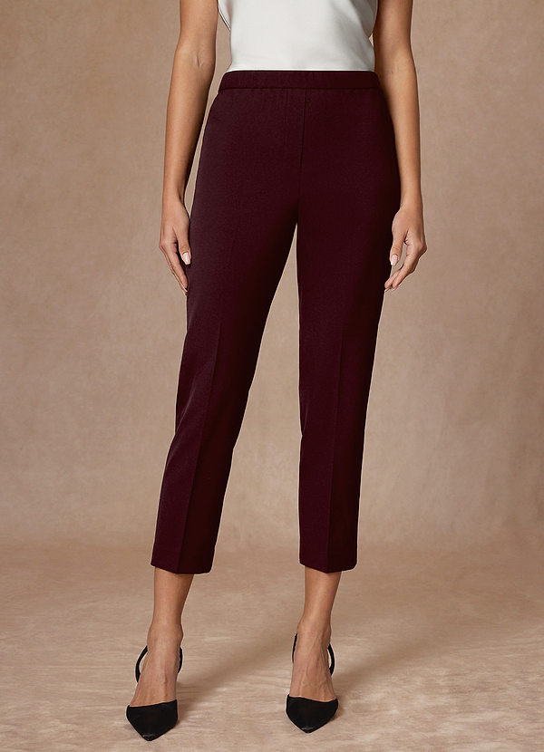 Kennedy Cabernet Structured Stretch Dress Pants | Azazie CA