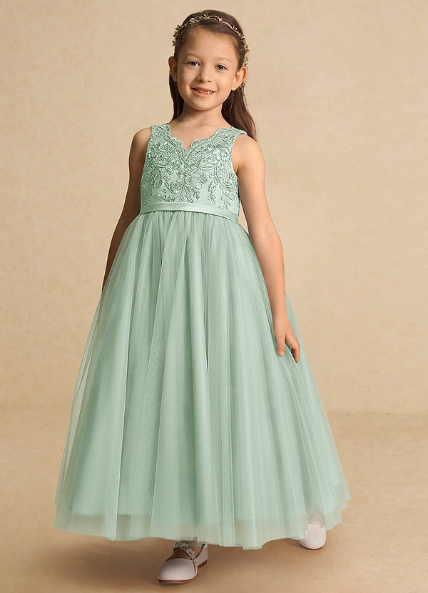 Azazie Cinna Agave A-Line Lace Tulle Dress | Azazie UK