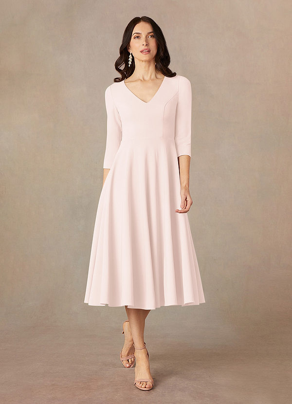 Azazie Nassif Blushing Pink A-Line Stretch Crepe Dress | Azazie