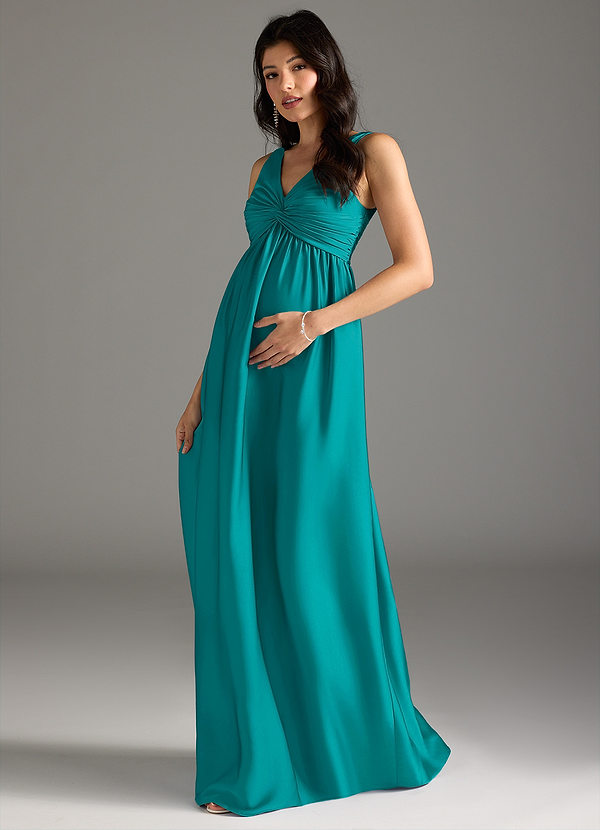 Azazie Yetta Teal Maternity Bridesmaid Dresses | Azazie