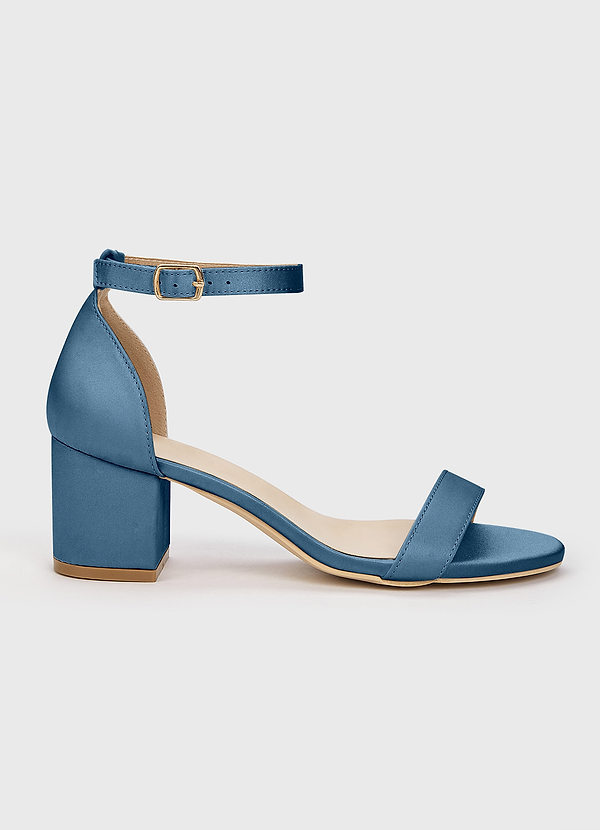 Bermuda Matching Color Matte Satin One Strap Buckle Block Low Heel ...