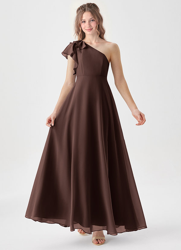 Azazie Arabella Junior Bridesmaid Dress in Ganache | Azazie