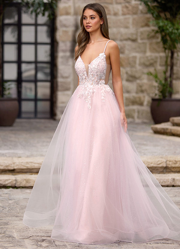 Finesse Pink A-line Prom Dress Prom and Homecoming Dresses | Azazie AU