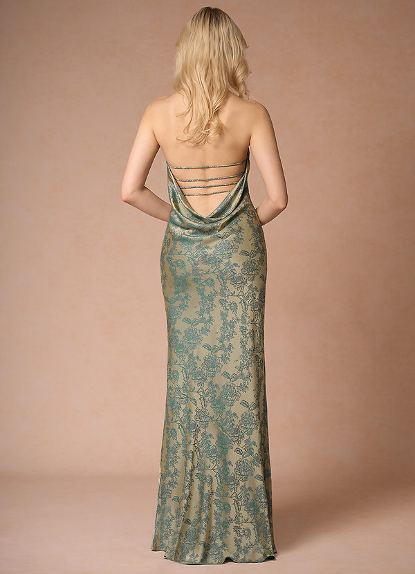 Zephyra Platinum Teal Strapless Dress | Azazie