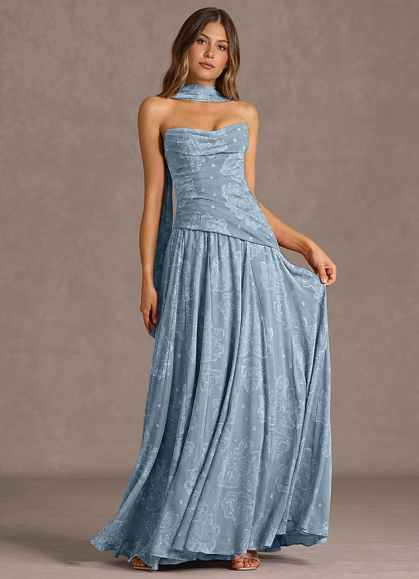 Gabriela Powder Blue Maxi Dress | Azazie UK